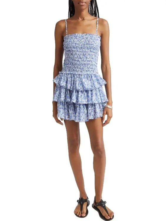 Isabel Marant Elodie Floral Print Voile Minidress - Blue