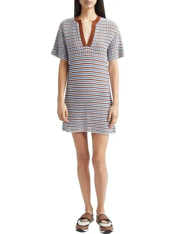 Marni Stripe Cotton Crochet Minidress - Crm30 Gold Brown