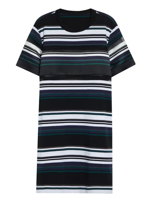 Sacai Stripe Cotton Jersey T-shirt Dress - Black