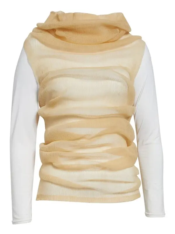 Rick Owens Transparent Ribbed Tube Top - Sand