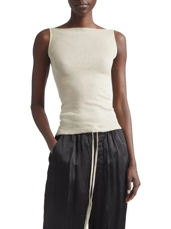Rick Owens Raw Edge Cotton Tank - Sand