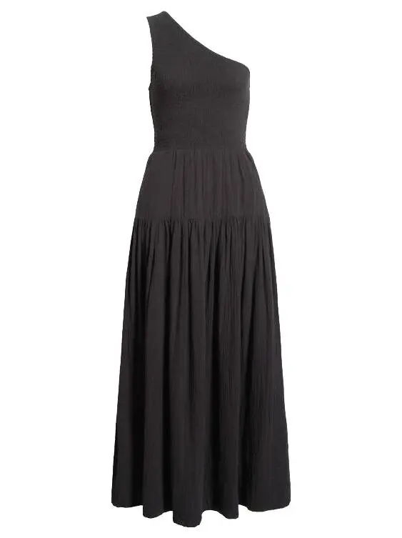 Elan Smocked Tiered Maxi Dress - Black