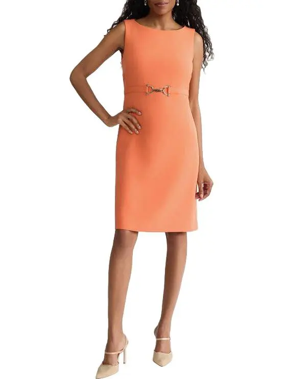 KASPER Belted Sleeveless Sheath Dress - Mandarin