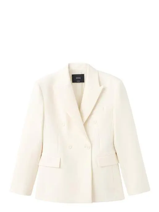 Mango Fitted Double-breasted Blazer - Ecru