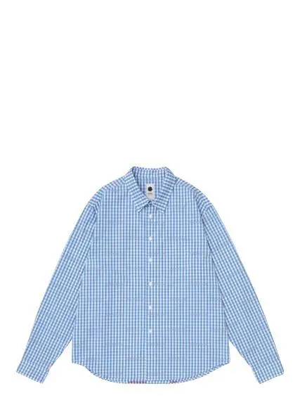 VOWELS Micro Plaid Shirt - Blue