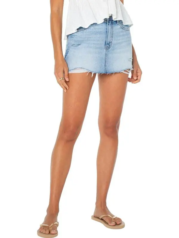 Roxy Raw Edge Denim Miniskirt - Wash Ashore
