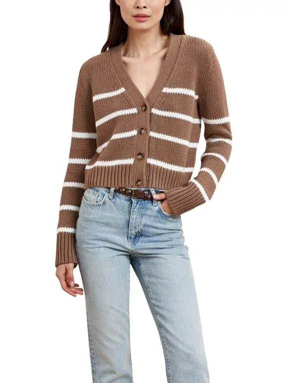 LA LIGNE Mini Marina Cotton Cardigan - Tan/cream