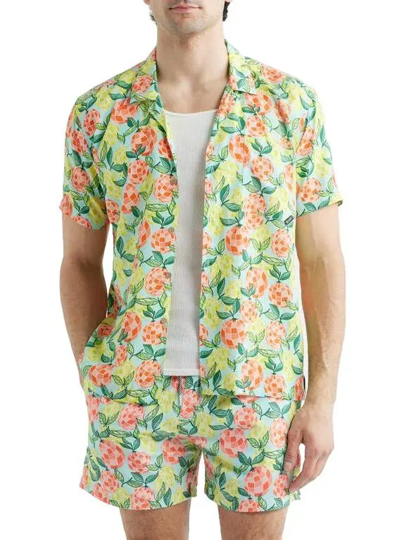 BOARDIES Citrus Disco Print Camp Shirt - Green Multi
