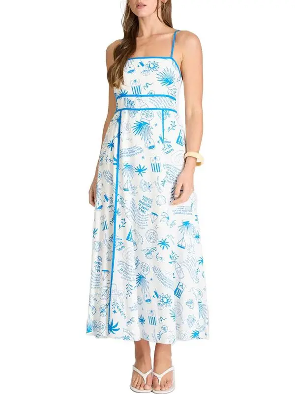 BLU PEPPER Positano Print Midi Sundress - Blue