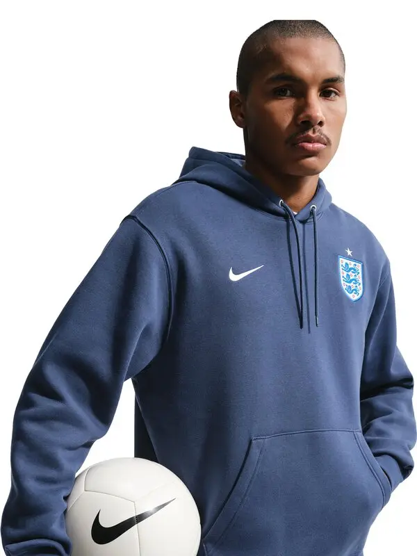 Nike England Club Soccer Pullover Hoodie - Blue