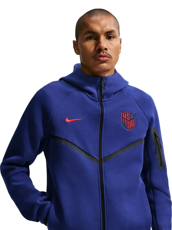 Nike Usmnt Tech Fleece Windrunner Soccer Full-zip Hoodie - Blue