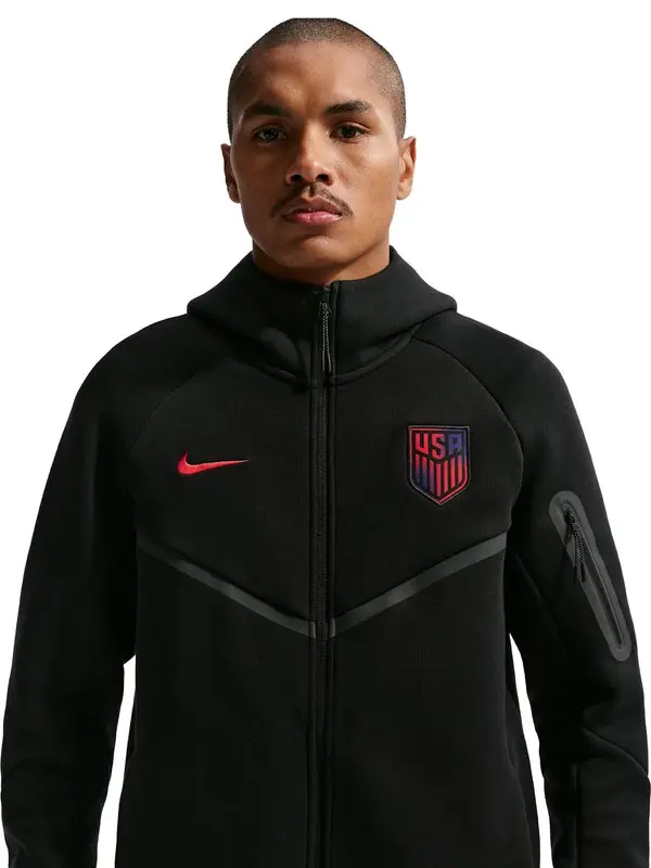 Nike Usmnt Tech Fleece Windrunner Soccer Full-zip Hoodie - Black