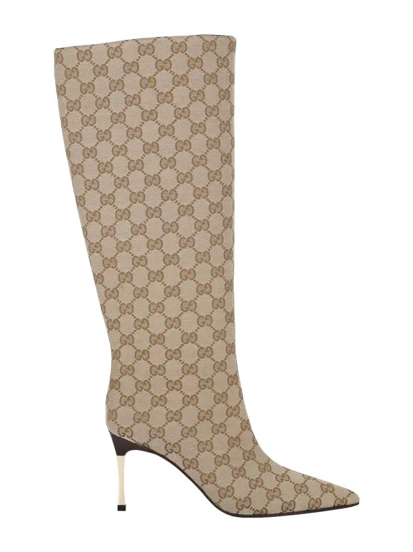 Gucci Gg Supreme Fabric Boots - Beige