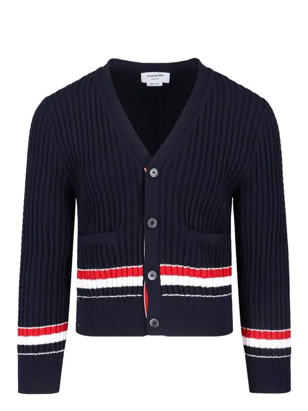 Thom Browne Cotton Knit Cardigan - Blue