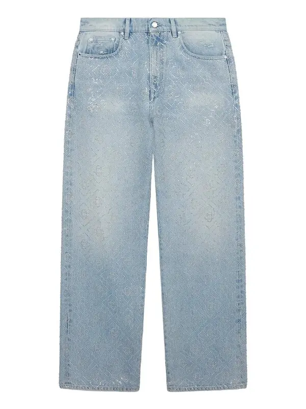 Casablanca Light Wash Hotfix Baggy Jeans - Multicolor