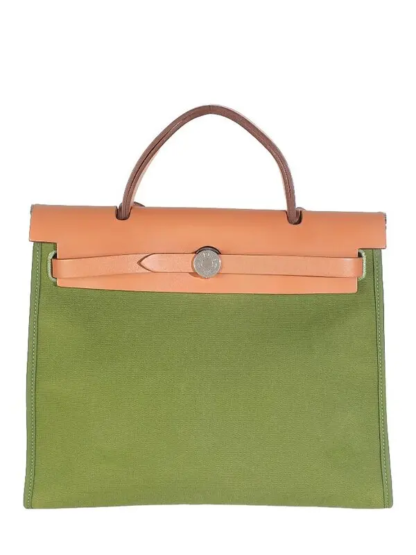 Hermès Herbag Zip 31 Canvas Handbag - Green