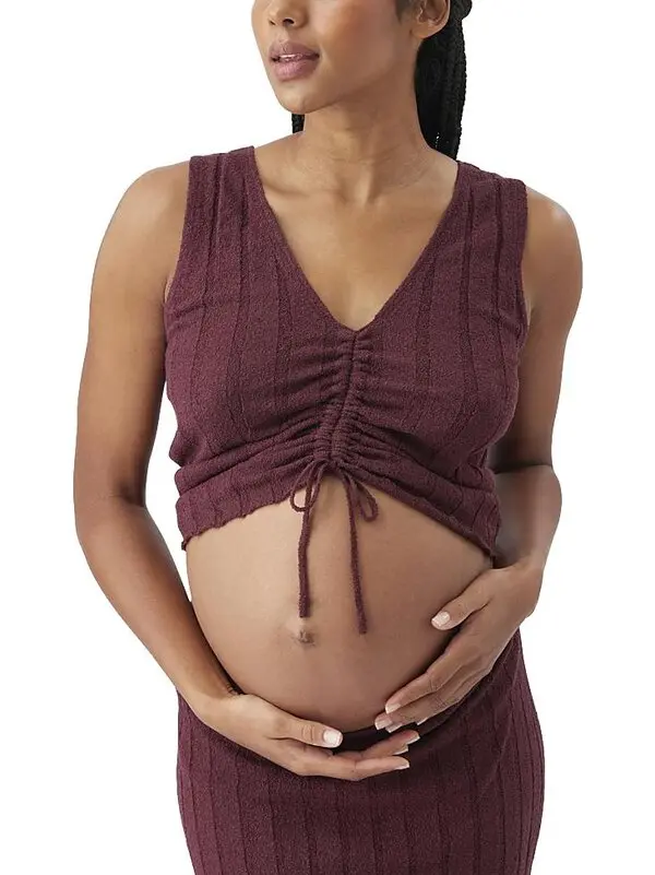 RIPE MATERNITY Charli Rib Knit Top - Maroon