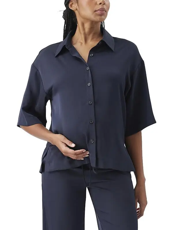 RIPE MATERNITY Tamara Satin Shirt - Midnight