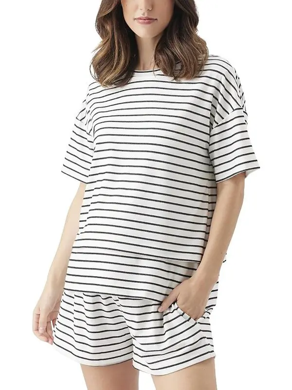 RIPE MATERNITY Jada Stripe Nursing Tee - White/black