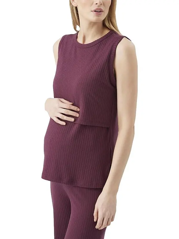 RIPE MATERNITY Rib Nursing Tank - Maroon