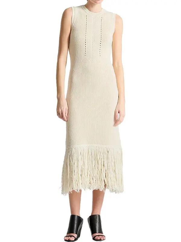SAINT ART Jovie Fringe Knit Dress - Ivory