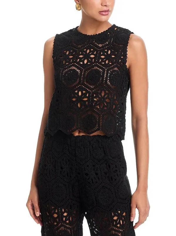 Aqua Crochet Tank Top - Black
