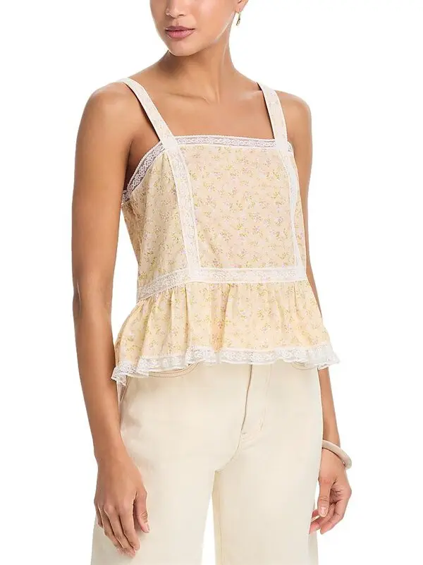 Aqua Floral Lace Top - Yellow Multi