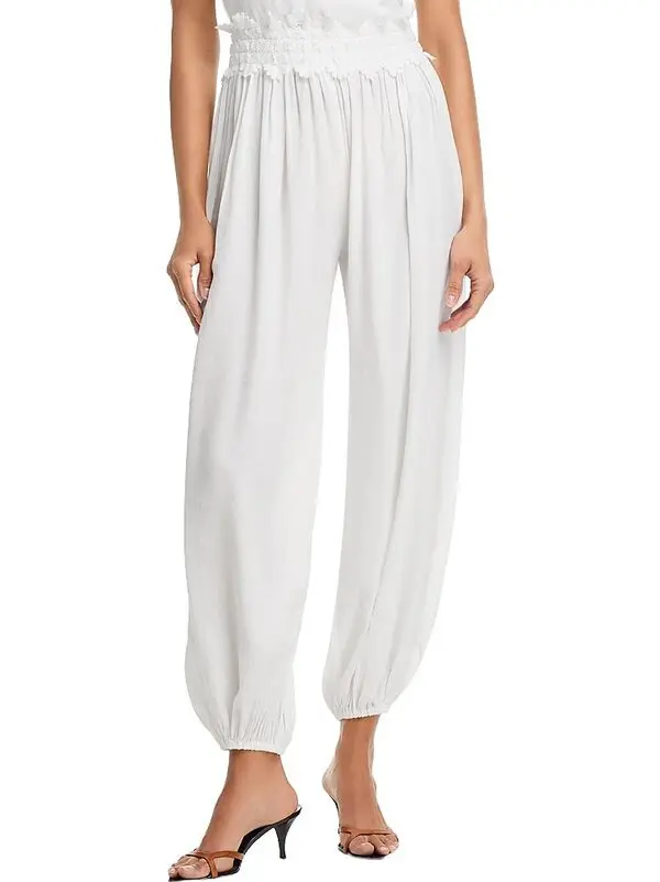 Aqua Crochet Waist Balloon Pants - White