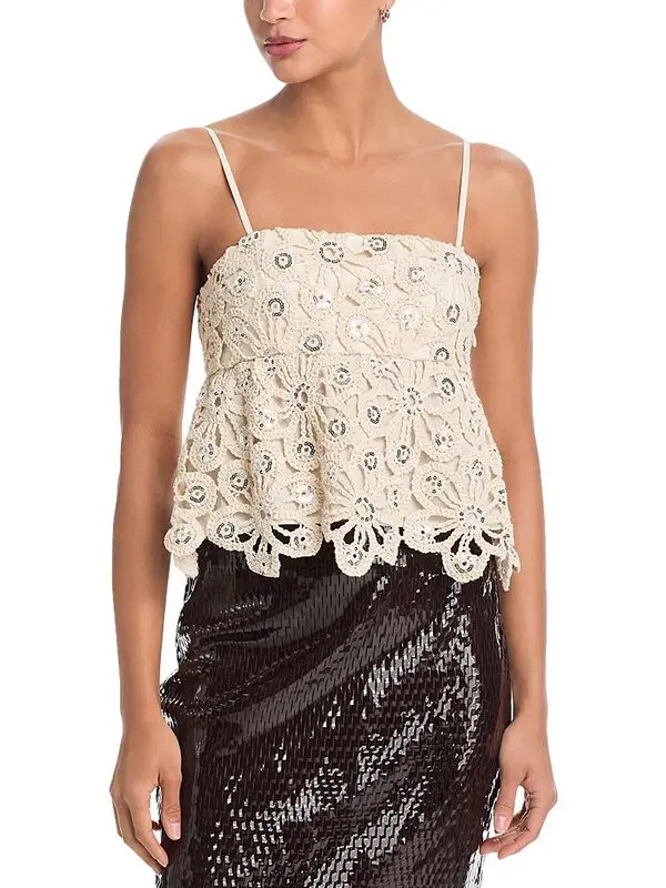 Aqua Mirror Crochet Top - White