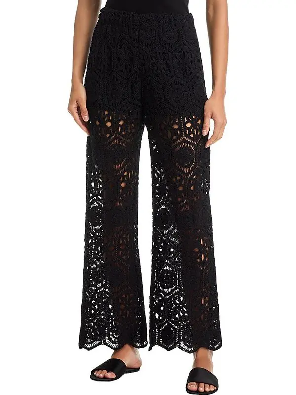 Aqua Crochet Wide Leg Pants - Black