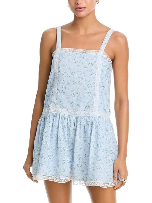 Aqua Ditsy Floral Mini Dress - Blue Multi