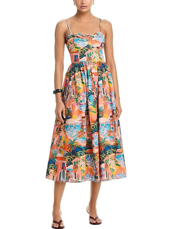 Aqua Summer Escape Midi Dress Exclusive - Blue/coral Multi