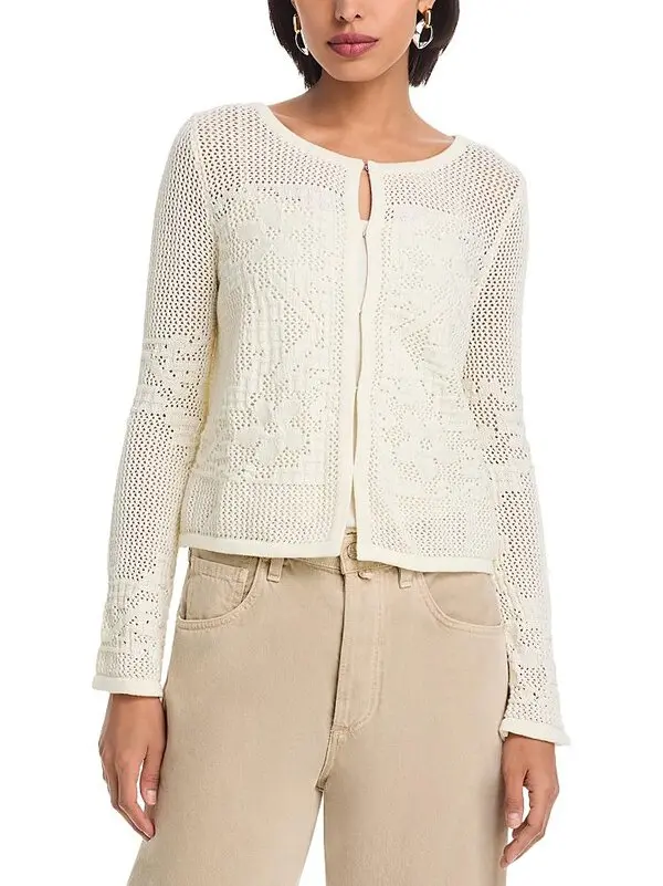 525 America Mesh Stitch Sweater Jacket - Chalk