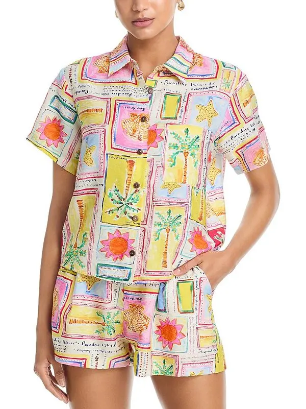Aqua Printed Top - Pink Multi