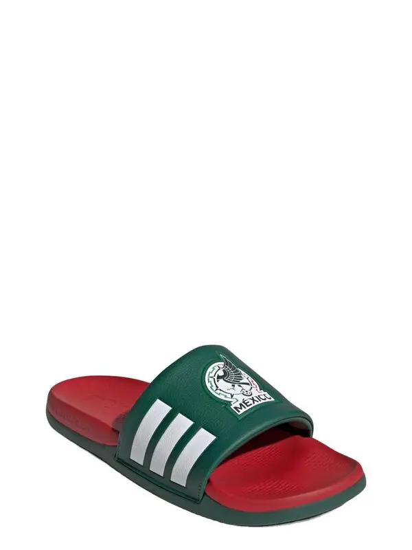 Adidas Adilette Comfort 2.0 Mexico Slides - Team Dark Green / Better Scarlet / Cloud White