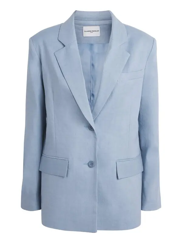 Claudie Pierlot Linen-cotton Straight Blazer - Blue