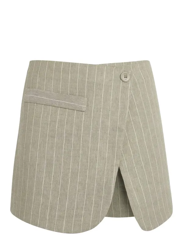 Maje Linen-cotton Blend Stripe Skort - Brown