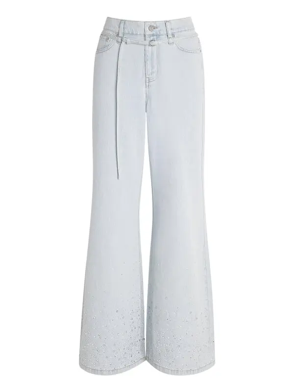 Maje Embellished Wide-leg Jeans - Blue