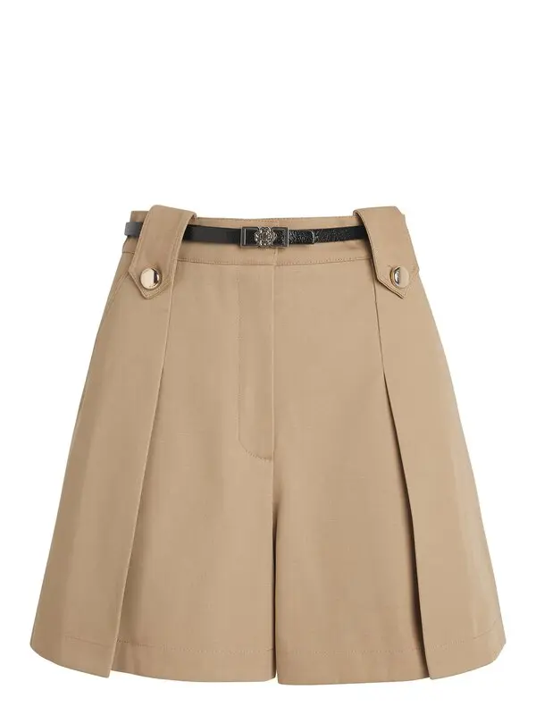 Maje Cotton Pleated Shorts - Beige