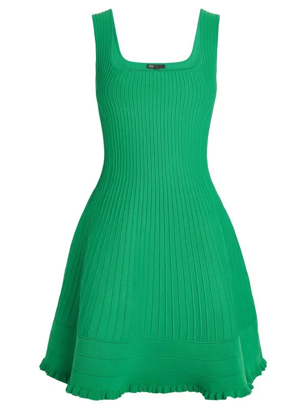 Maje Knitted Skater Mini Dress - Green