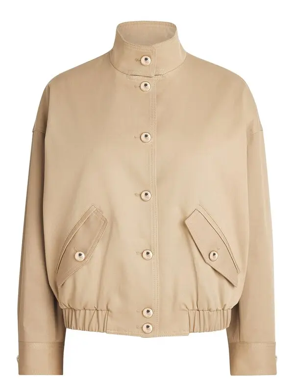 Maje Cotton High-neck Bomber Jacket - Beige