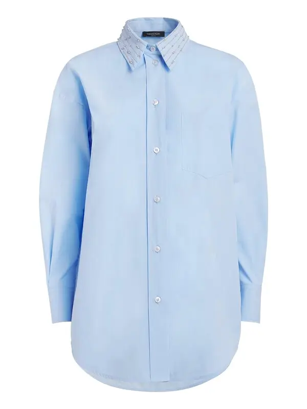 Fabiana Filippi Embellished-collar Boyfriend Shirt - Blue