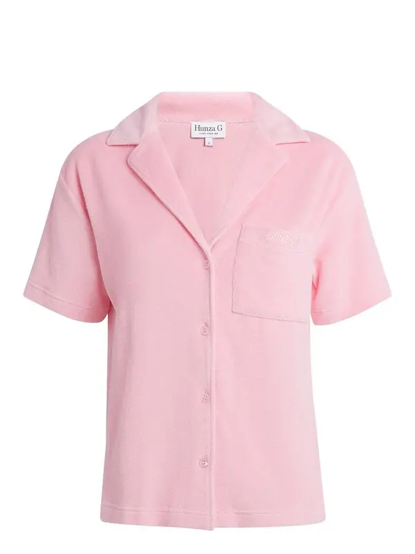 Hunza G Towelling Resort Shirt - Pink