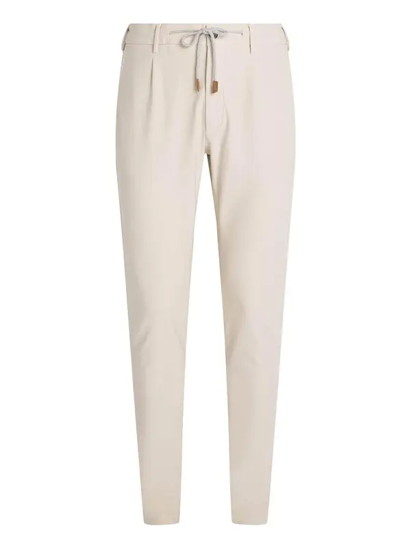 Eleventy Cotton-blend Drawstring Trousers - Beige