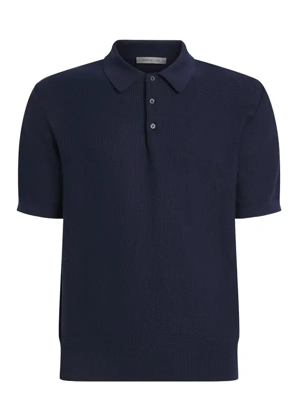 Corneliani Pima Cotton Basketweave Polo Shirt - Navy