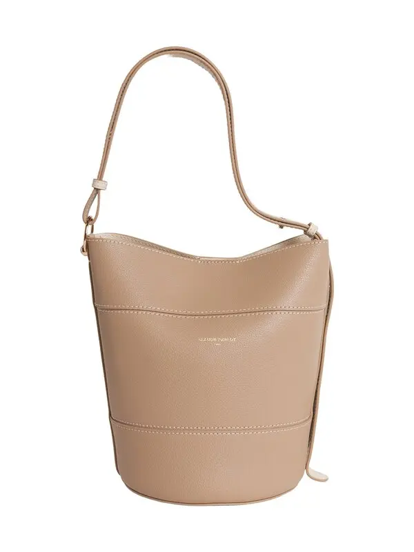 Claudie Pierlot Grained Leather Bucket Bag - White