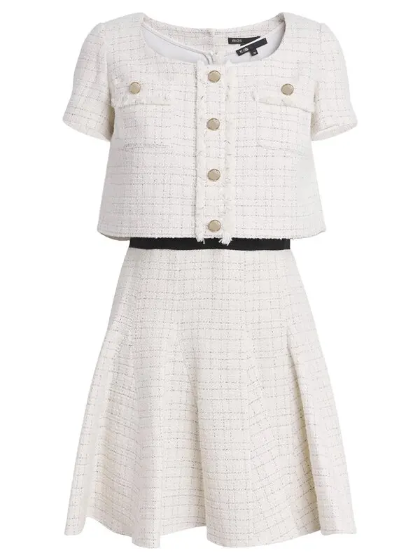 Maje Tweed Mini Dress - White