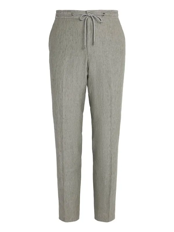 Corneliani Linen Drawstring Trousers - Green