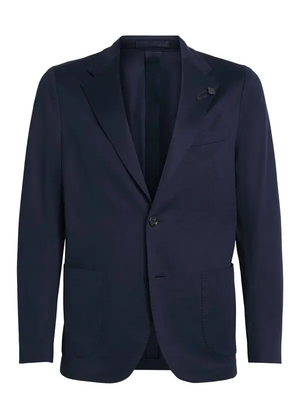 LARDINI Cotton Single-breasted Blazer - Navy