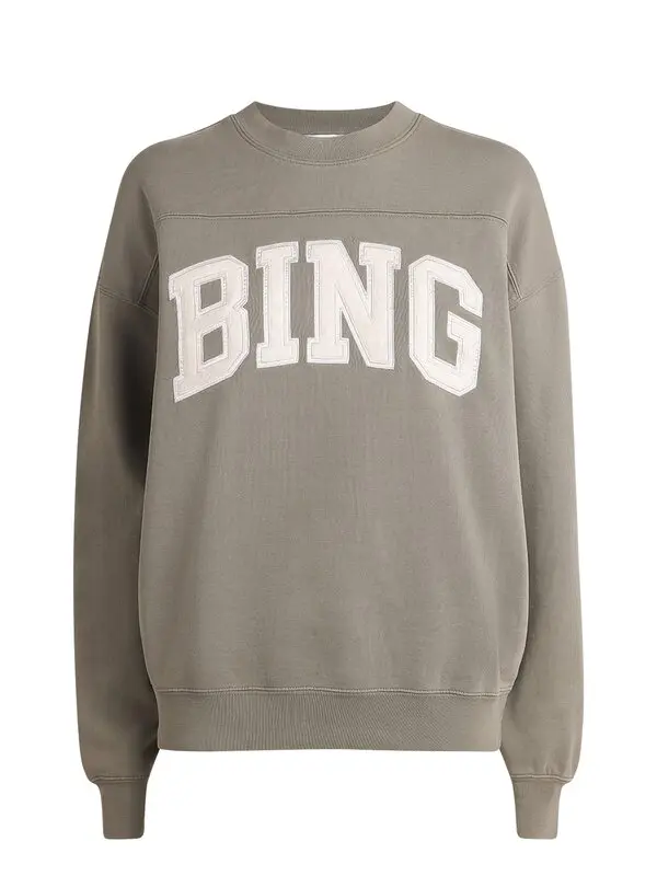 ANINE BING Cotton Trenton Logo Sweatshirt - Green
